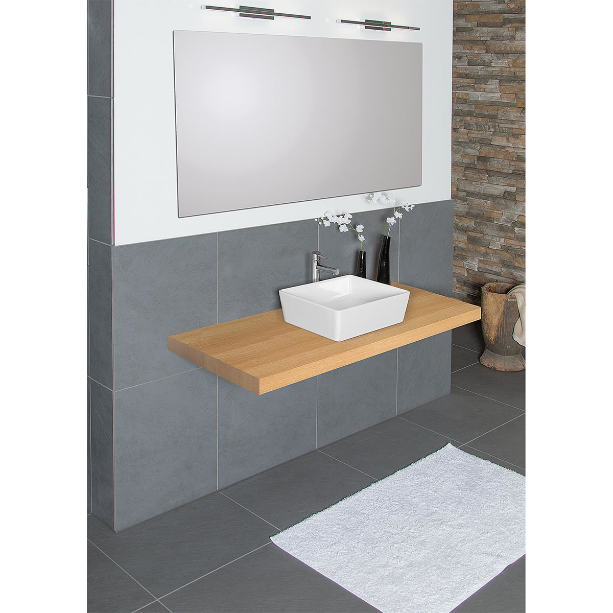 Konsole Eleng Eiche natur lackiert 1x WT-Ausschnitt 1x Hahnloch 1400 x ...