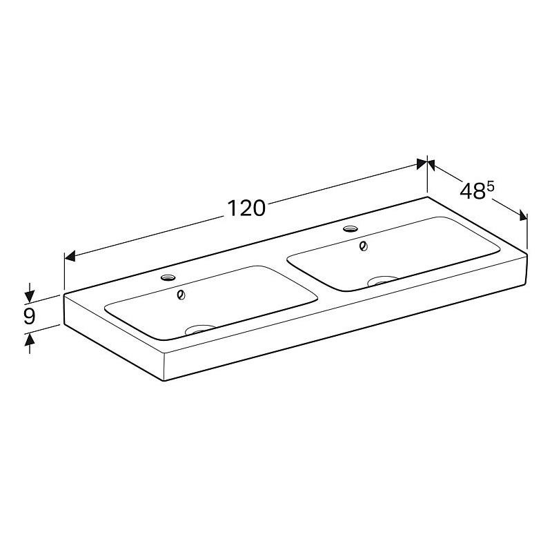 Doppelwaschtisch Geberit iCon 1200 x 160 x 485 mm - 124120000