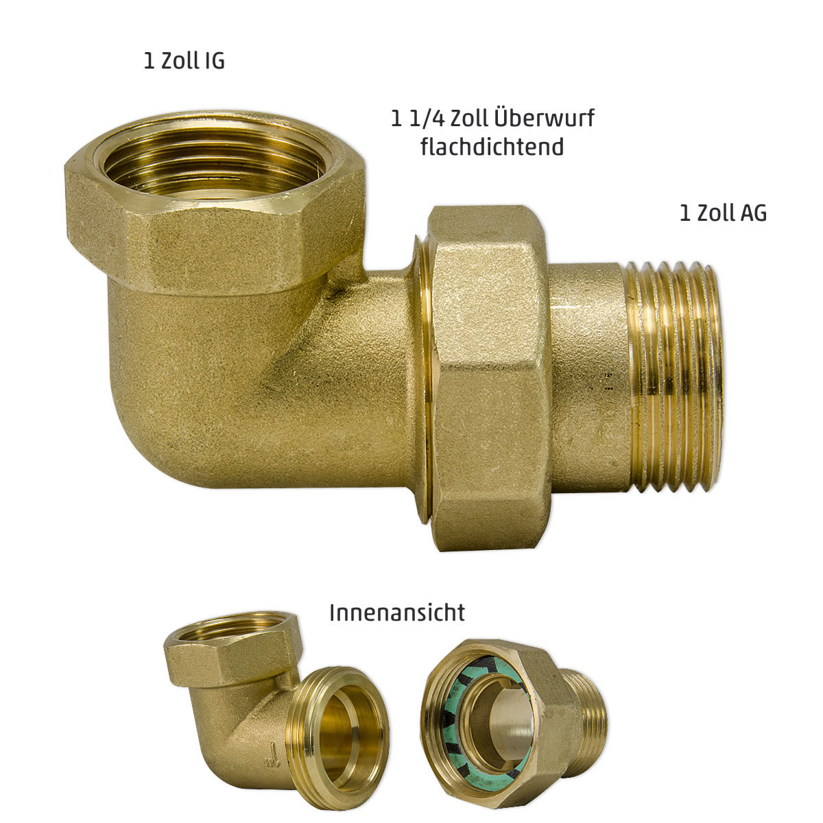 Gewindefitting-Winkel-Verschraubung 1'' IG x 1'' AG