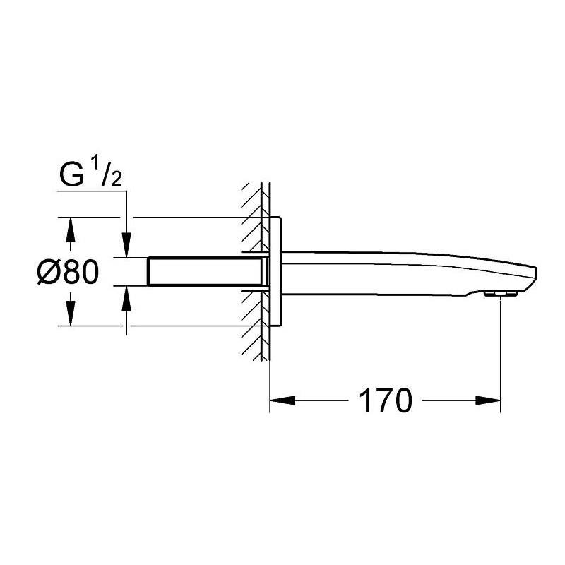 Wanneneinlauf Grohe Eurostyle Cosmopolitan, Ausladung 170 mm, chrom ...