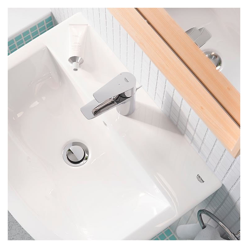 Waschtischmischer Grohe BauEdge S-Size, Ausladung 93 mm, mit Zugstange ...