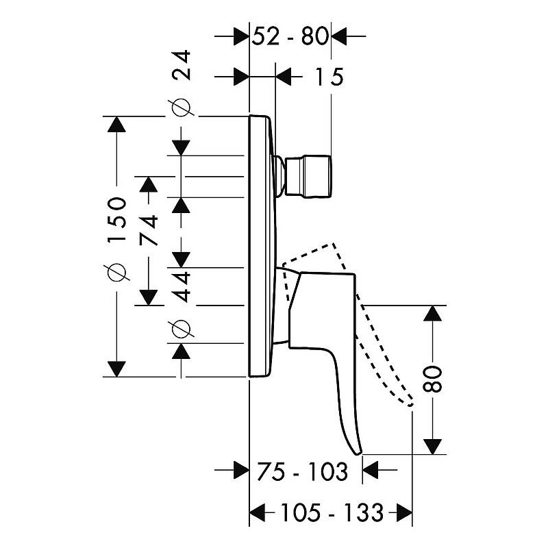 Unterputz-Wannenmischer Hansgrohe Metris, Rosette Ø 150 mm mit ...