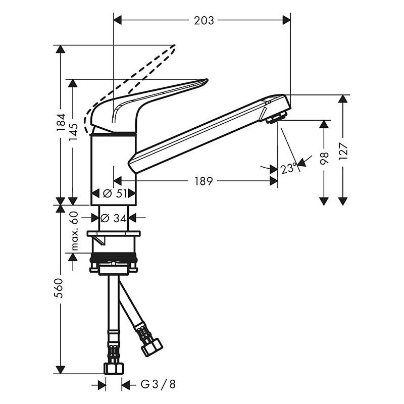 Spültischmischer 100 Hansgrohe M4221-H100 mit C3 Kartusche - 71809000