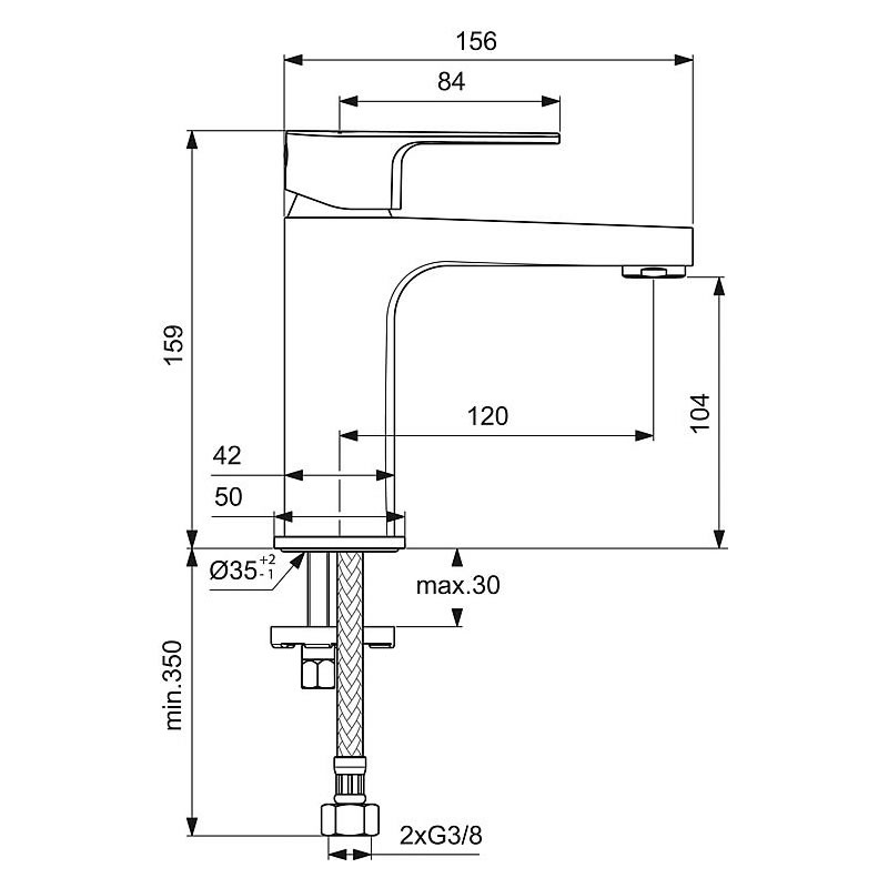 Waschtischmischer Ideal Standard Cerafine D, Ausladung 120 mm, mit ...
