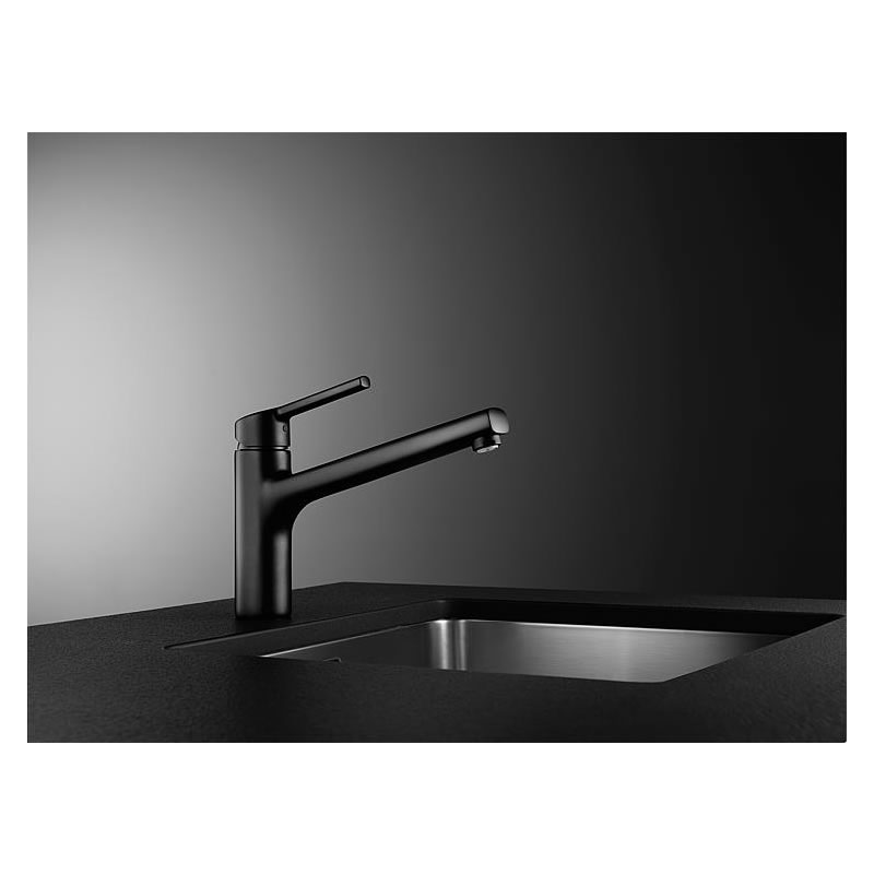 Spültischmischer KWC Luna E Schwenkauslauf, Ausladung 225 mm, schwarz matt - 10.441.023.176FL