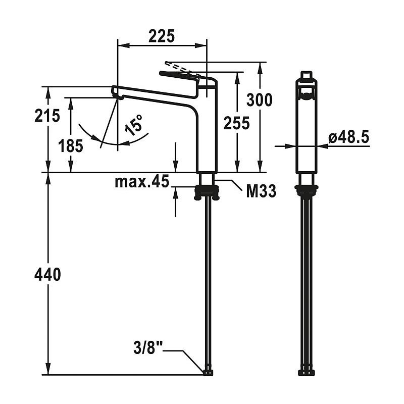 Spültischmischer KWC Domo Schwenkauslauf, Ausladung 225 mm, chrom - 10.661.023.000FL