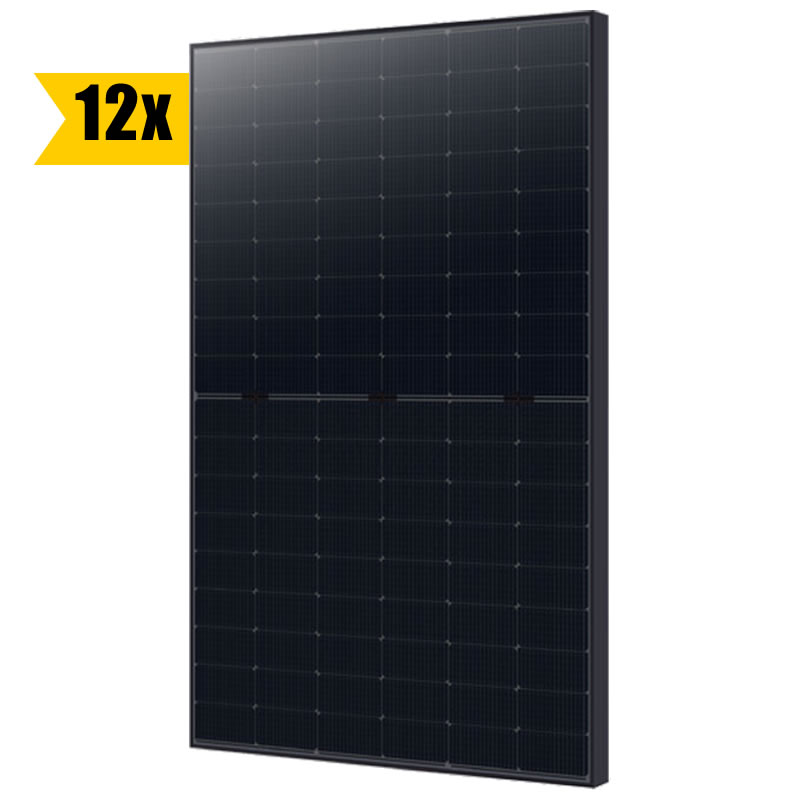 PV-Komplettanlage 5 kWp mit AXITEC Wechselrichter 5 kW, 12 Solarmodulen Glas-Glas full black ...