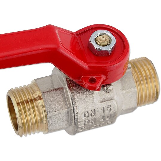 Kugelhahn 1/2'' AG x 1/2'' AG - DN 15 - mit Hebelgriff rot