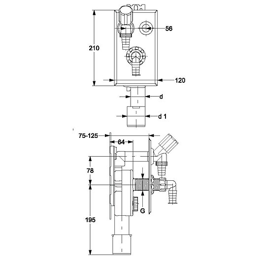 HAAS 4070 Wandeinbau-Geruchsverschluss DN 40/50 - senkrecht