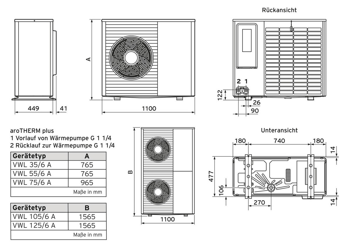Vaillant Wärmepumpenpaket 4.3403 aroTHERM plus VWL 55/6 A S2 mit ...