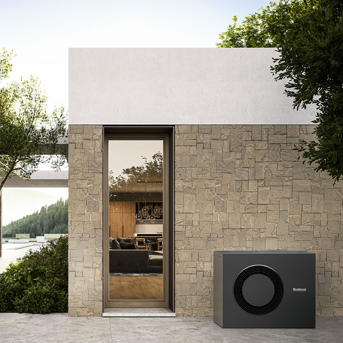 Buderus Luft-Wasser-Wärmepumpe Logaplus WLW186i-12 AR 12 E mit integriertem Heizstab, weiß ...