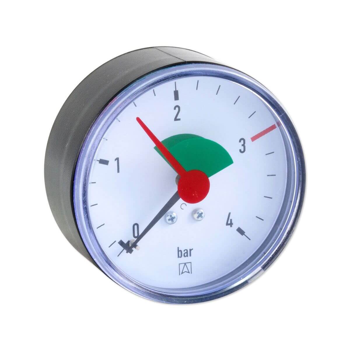 AFRISO Manometer HZ 63 axial/zentrisch 3/8'' AG rot ab 3,0 bar