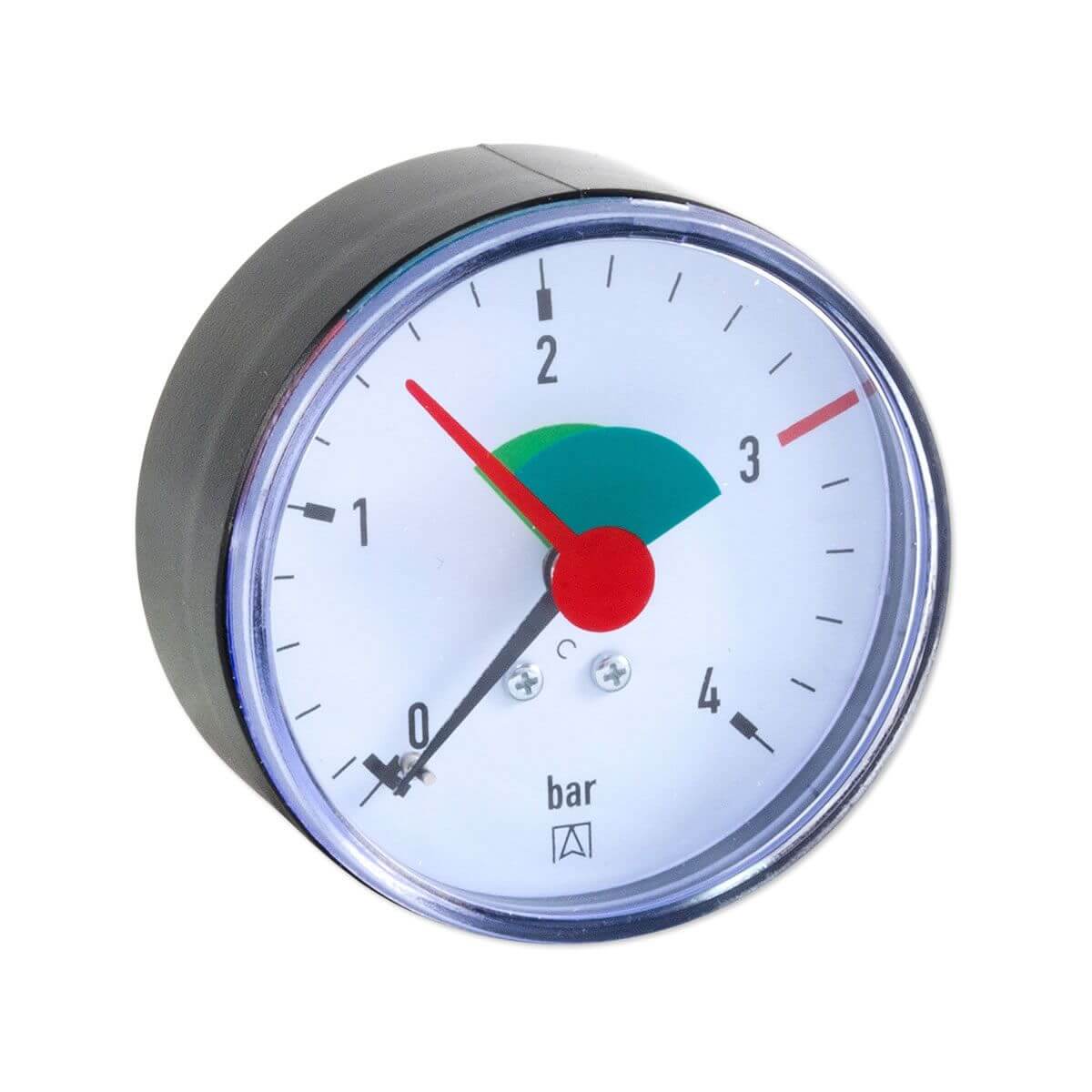 AFRISO Manometer HZ 63 axial/zentrisch 1/4'' AG rot ab 3,0 bar