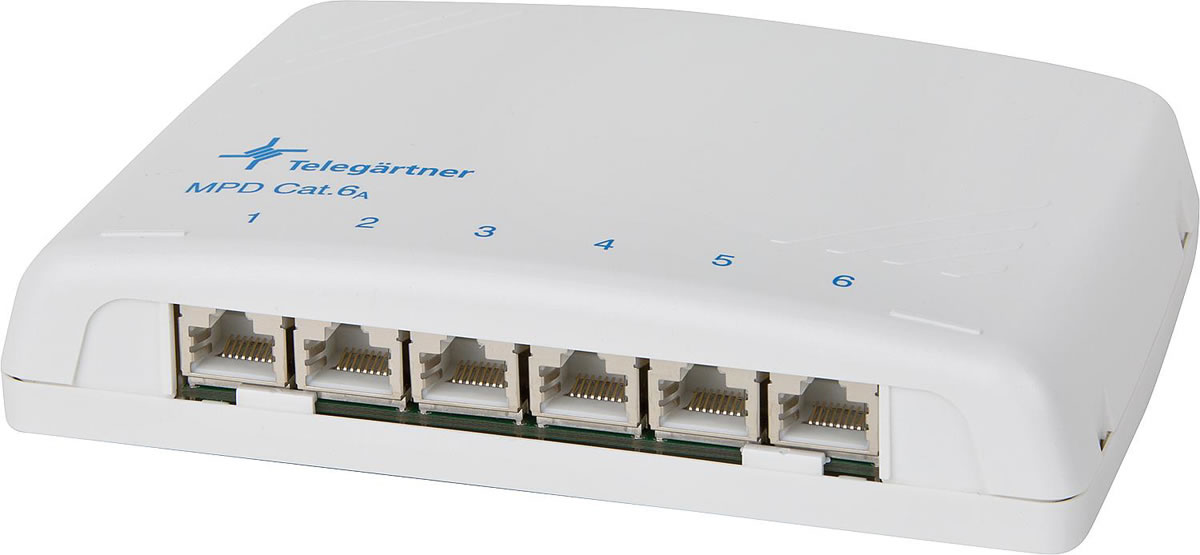 Mini-Verteiler MPD6-HS K Cat.6A , alpinweiß - 164 x 110 x 34 mm