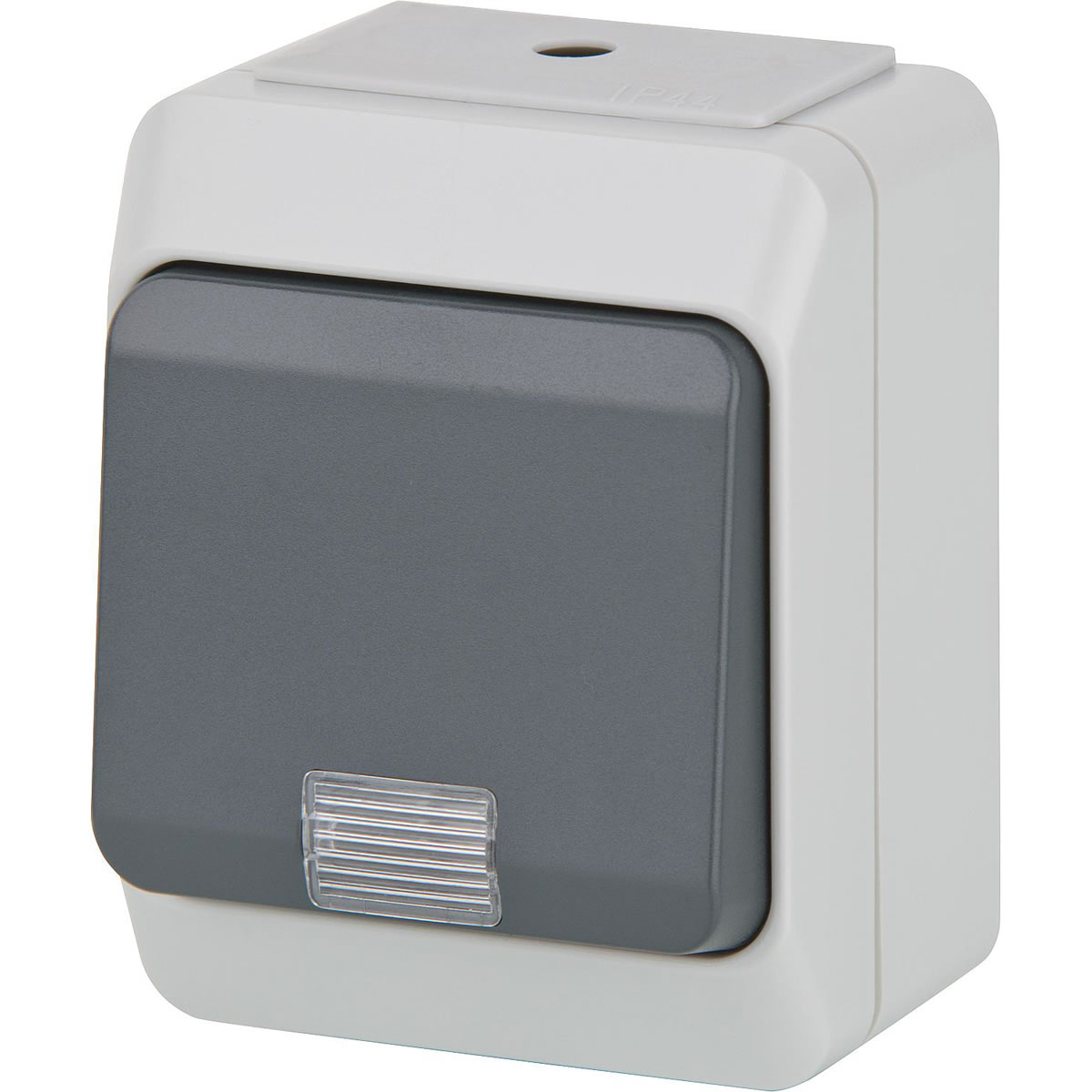 Aufputz-Wechselschalter Nortic IP44 mit Kontrolllampe - 75 x 60 x 60 mm