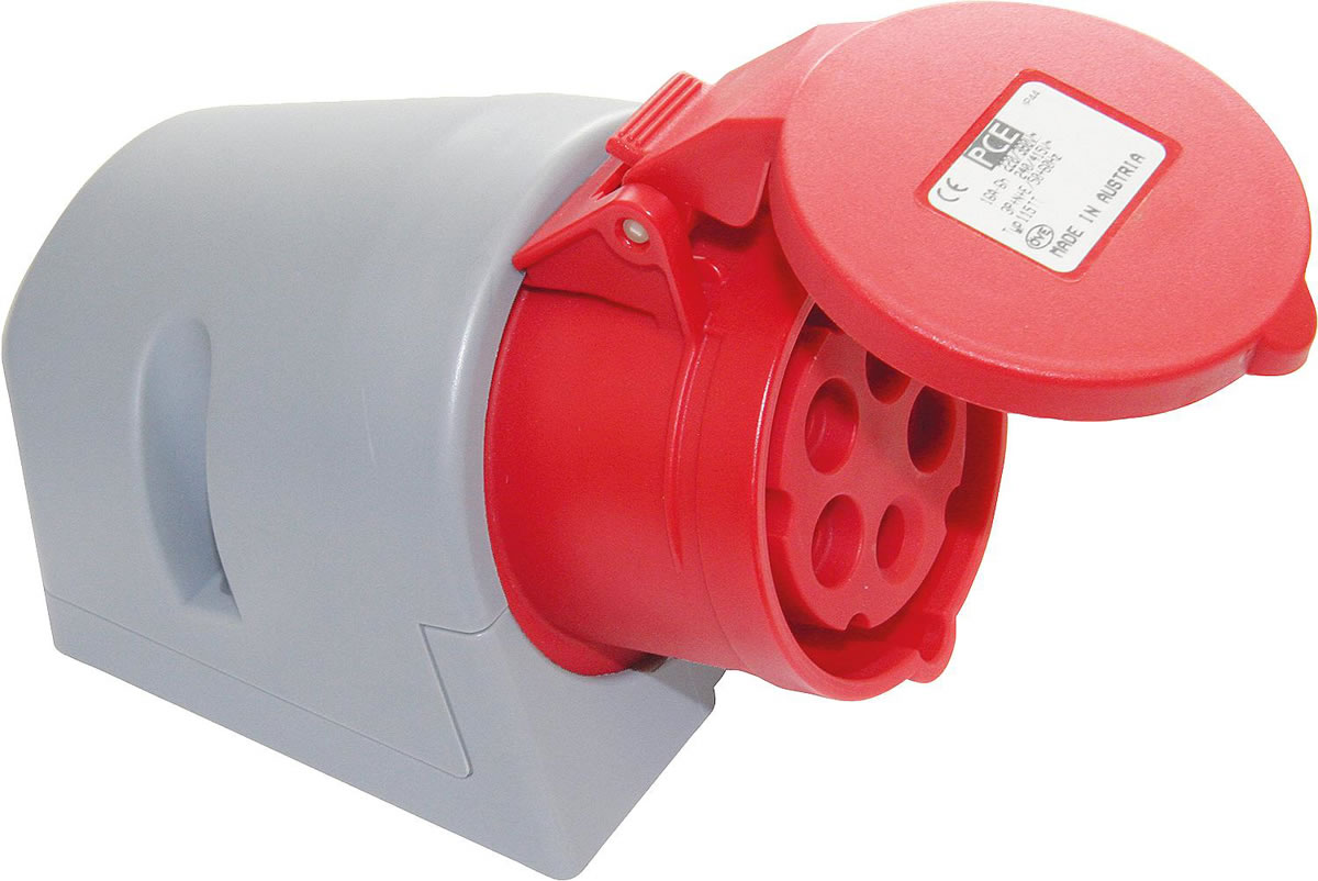 CEE-Wandsteckdose Turbo IP44 400V, 32A rot/grau, schraublos