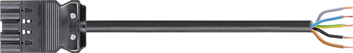 Verbindungsleit. Wieland GST18i5 1,0 m, schwarz, H05VV-F 5G1,5 mm² 5 ...