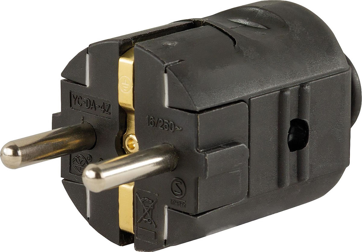 Schutzkontakt-Stecker - schwarz 16A - 250V