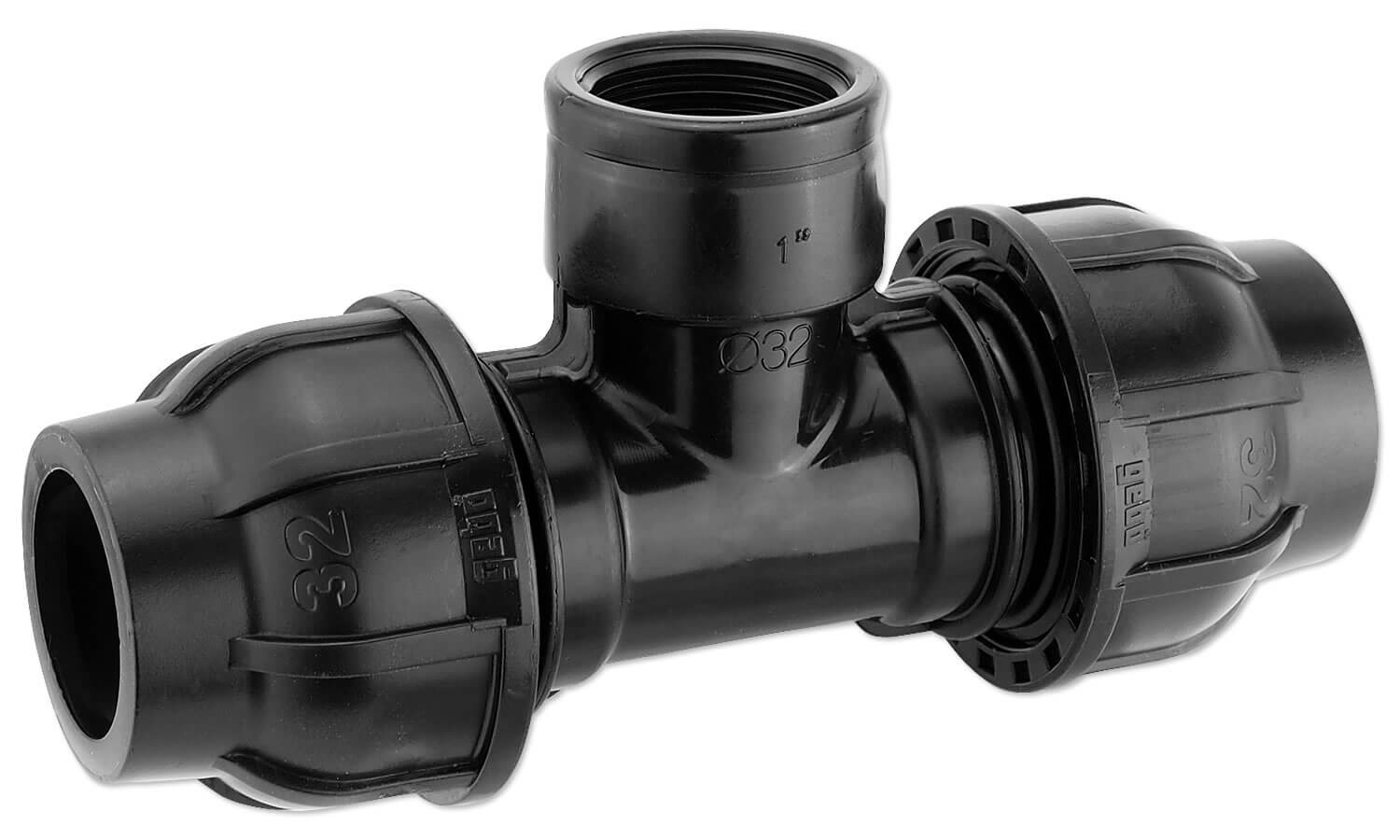 GEBO-Plast-Klemmverbinder T-Stück 32mm x 1'' IG x 32mm