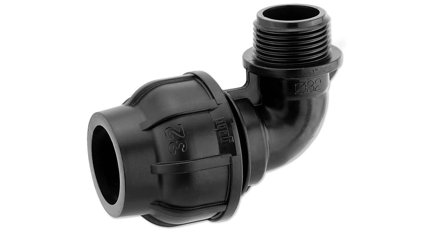 GEBO-Plast-Klemmverbinder Winkel 90° - 32mm x 1'' AG