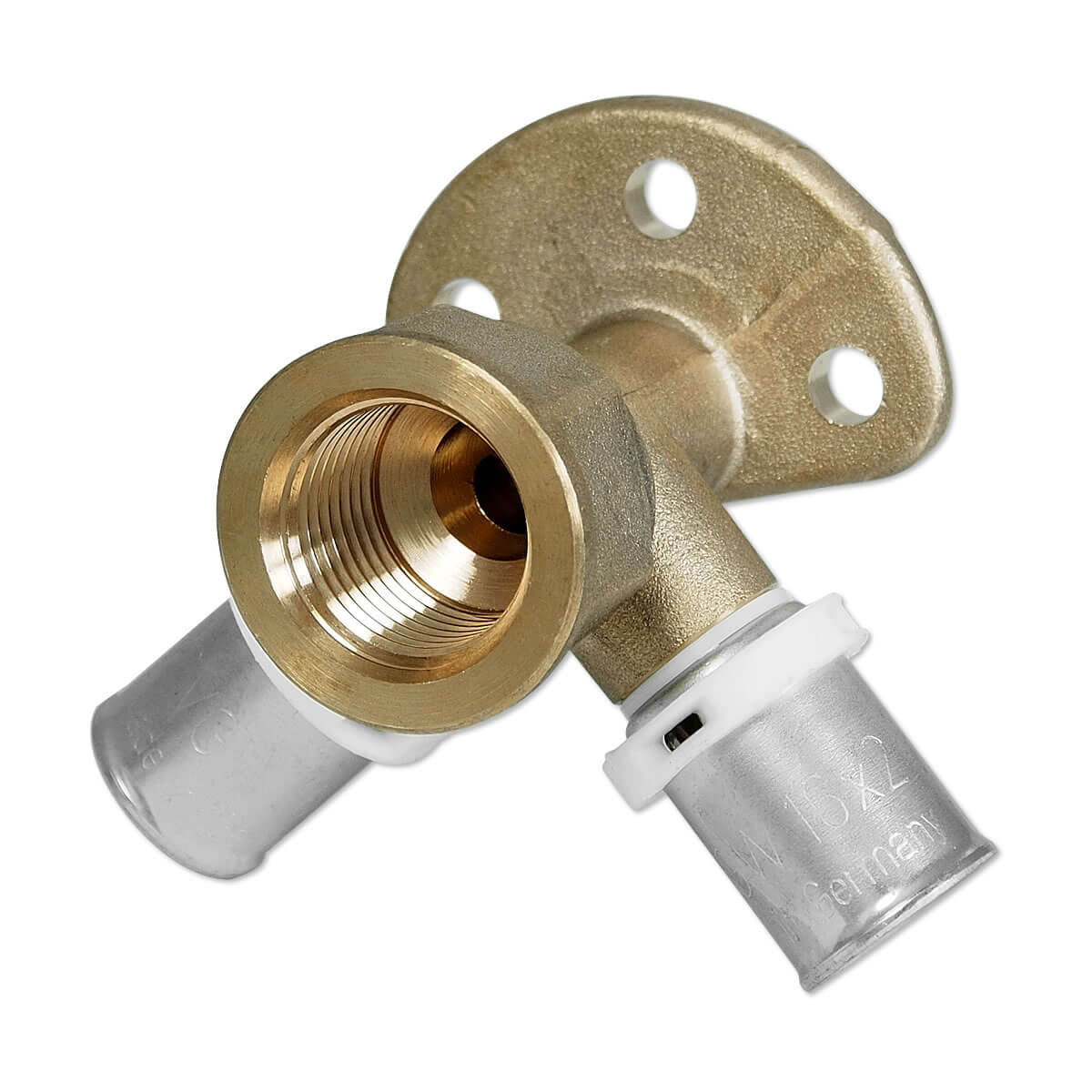Pressfitting-Wandwinkel 52mm doppelt - 20 x 2,0mm 1/2'' IG