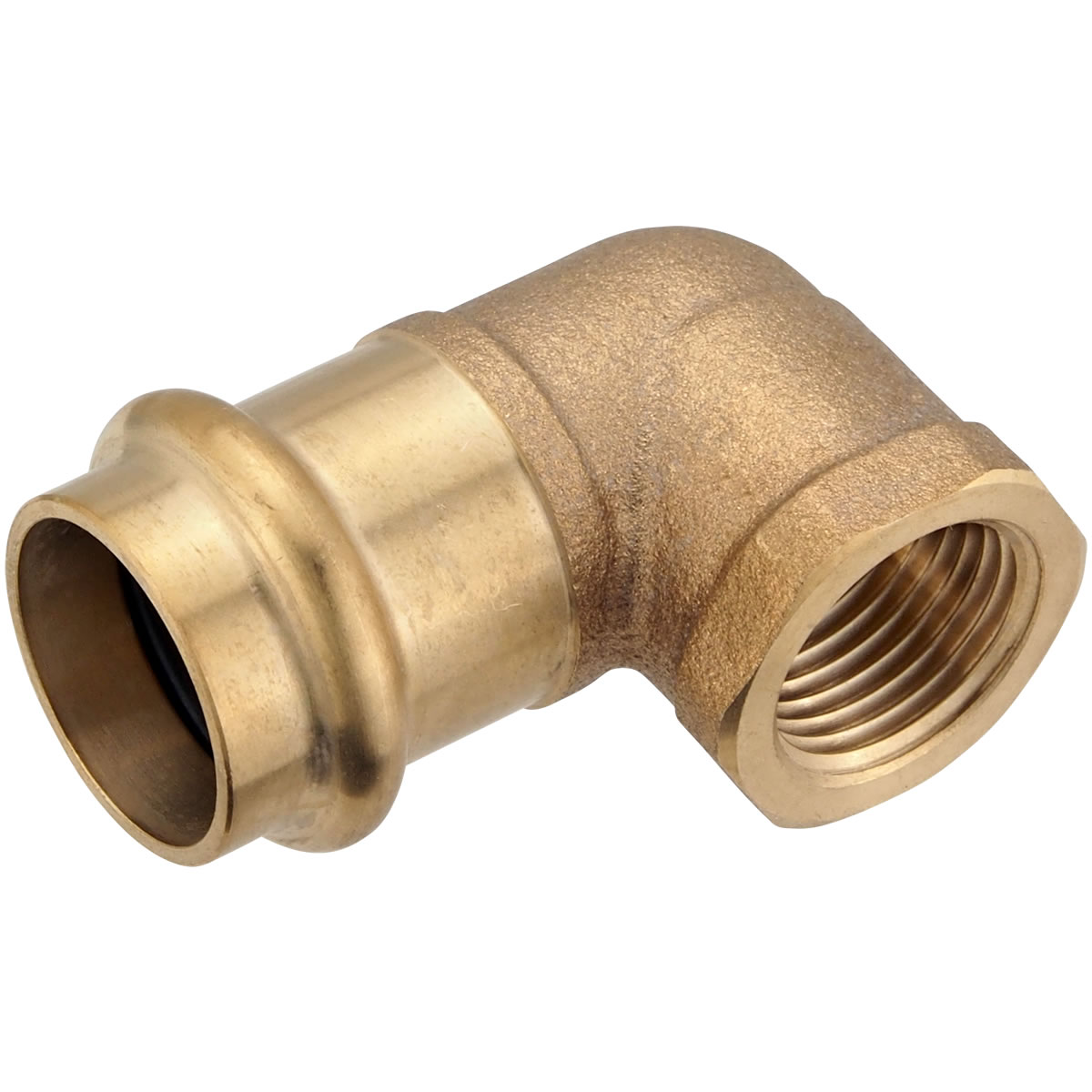 Press-Winkel 90° aus Rotguss - 28mm - 1 Zoll IG - DVGW