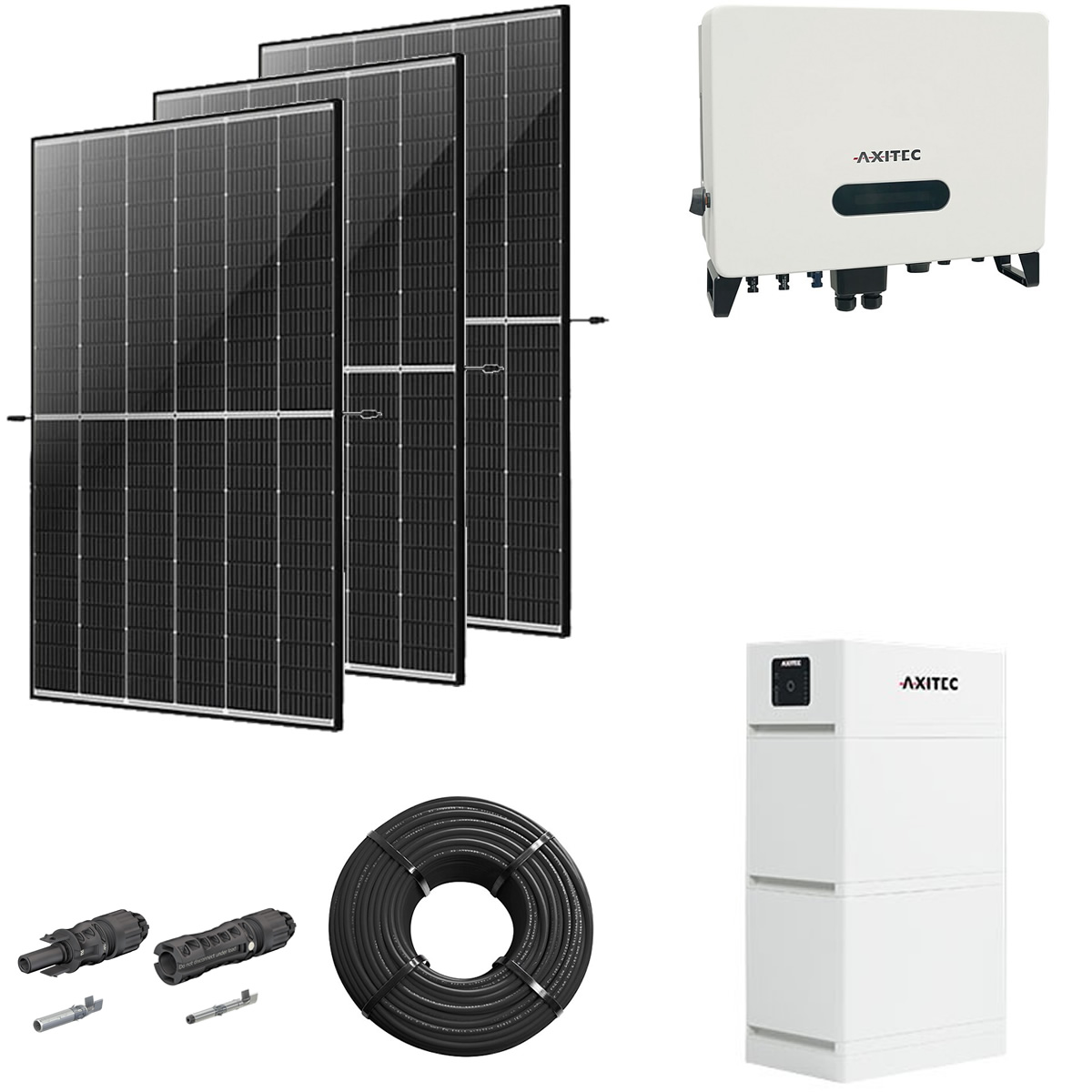 Photovoltaik-Paket 5 kWp mit AXITEC Wechselrichter 5 kW + Stromspeicher 6,7 kWh, 12 Solarmodulen ...