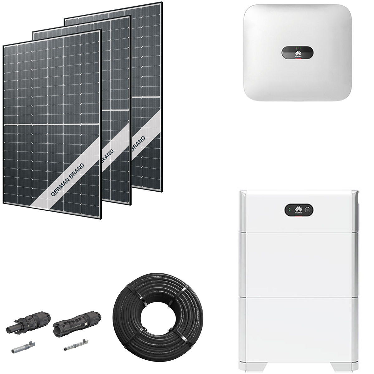 Photovoltaik-Paket 5 kWp mit Huawei Wechselrichter 5 kW + Stromspeicher 10,0 kWh, 12 ...