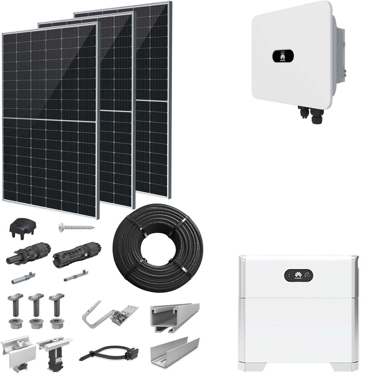 PV-Komplettanlage 15 kWp mit Huawei Wechselrichter 15 kW + Stromspeicher 5,0 kWh, 36 ...
