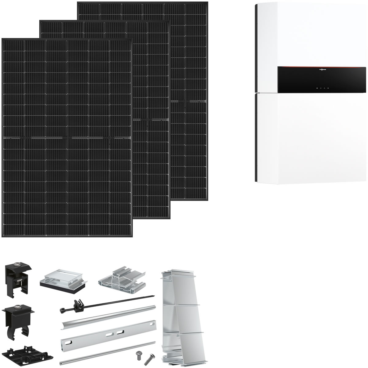 Viessmann PV-Paket XS mit 14 Modulen Glas-Glas black frame + 5 kWh Stromspeicher Vitocharge VX3 ...