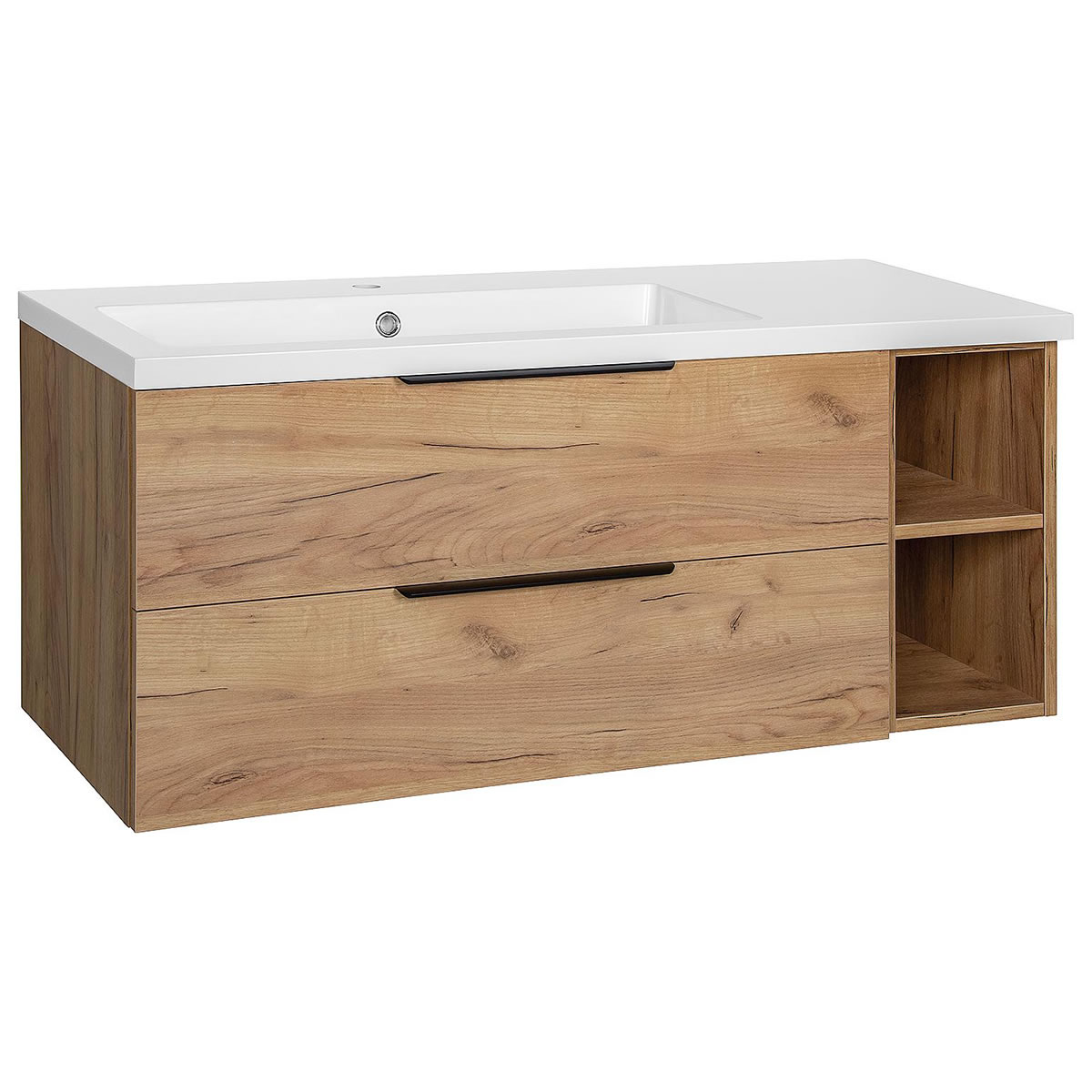 Waschtischunterschrank + Mineralguss-Waschtisch LOSSA, asteiche cortina ...