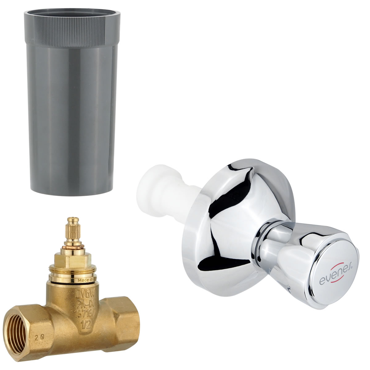 Unterputzventil Fertigset warm DN15 - 1/2 Zoll IG - DVGW