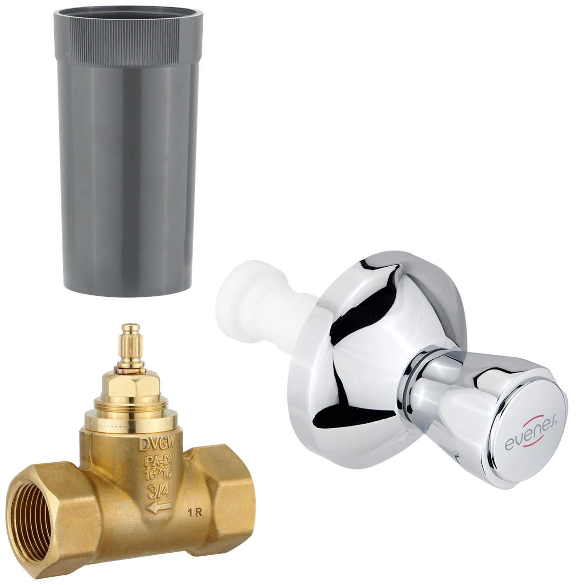 Unterputzventil Fertigset warm DN20 - 3/4 Zoll IG - DVGW