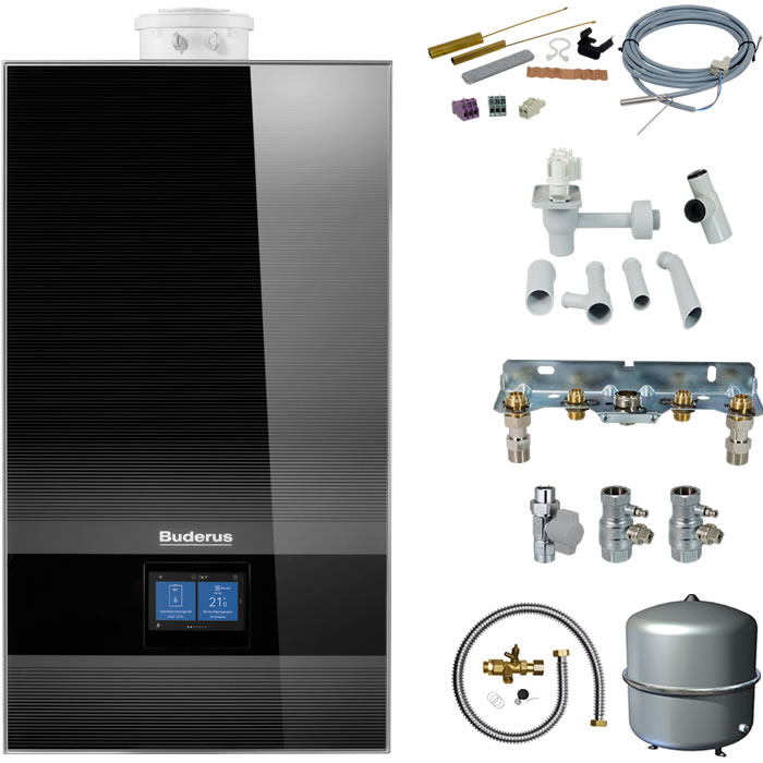 Buderus GB182i.2 Logaplus Gas-Brennwert Paket W42S schwarz mit Regelung ...