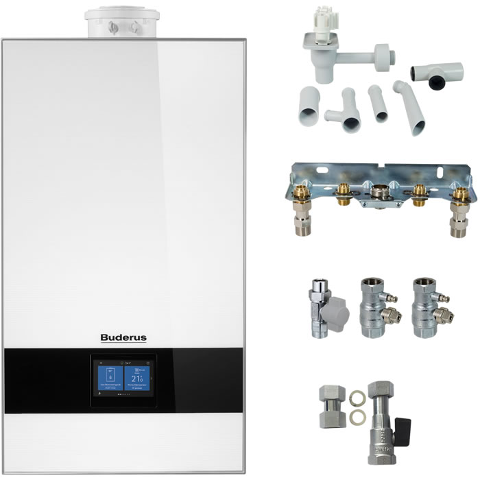 Buderus GB182i.2 K Logaplus Gas-Brennwert Paket W43 weiß Aufputz mit ...