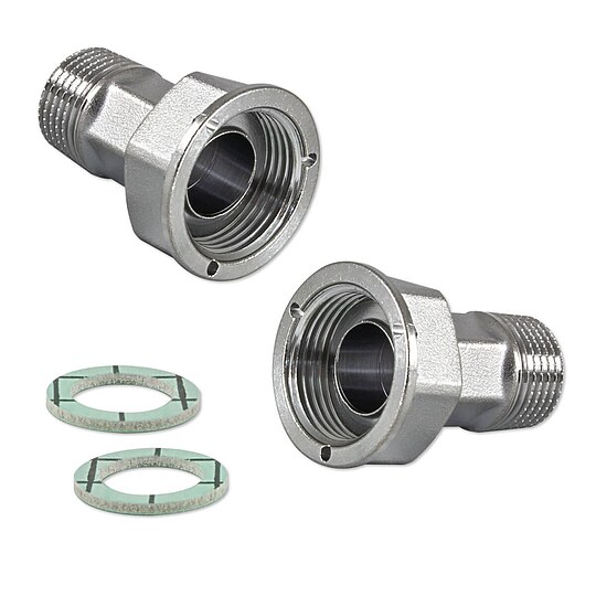 1 Satz Wasserzählerverschraubung 1/2'' AG x 3/4'' IG - verchromt