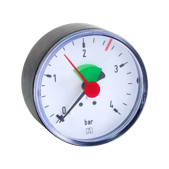 AFRISO Manometer HZ 63 axial/zentrisch 3/8'' AG rot ab 2,5 bar