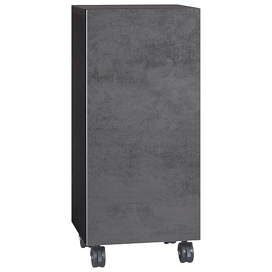 Rollcontainer ELA, Korpus schwarz seidenmatt, Front Beton dunkel, 400 x ...