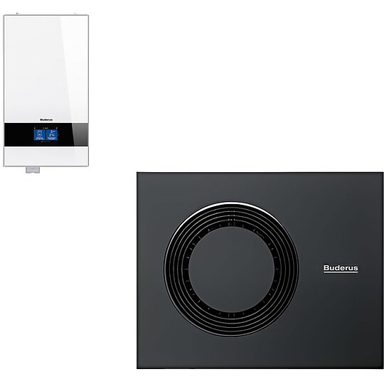 Buderus Luft-Wasser-Wärmepumpe Logaplus WLW186i-12 AR 12 E mit integriertem Heizstab, weiß ...