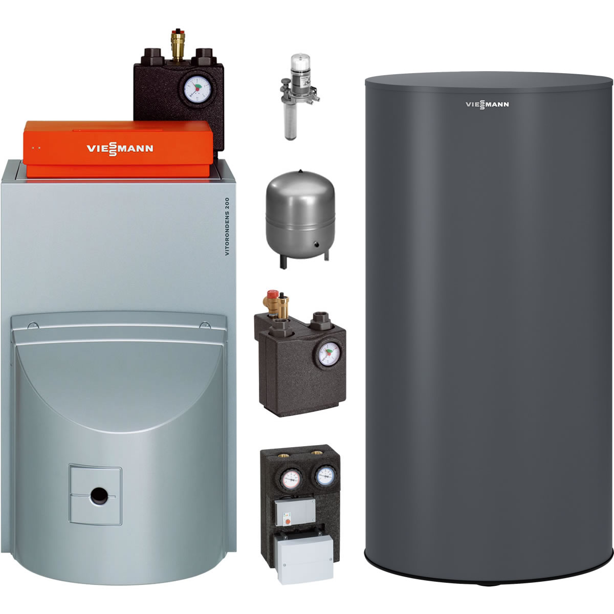 Viessmann Öl-Brennwert-Paket Vitorondens 200-T 24,6 kW mit Regelung Vitotronic 200, Mischermodul ...
