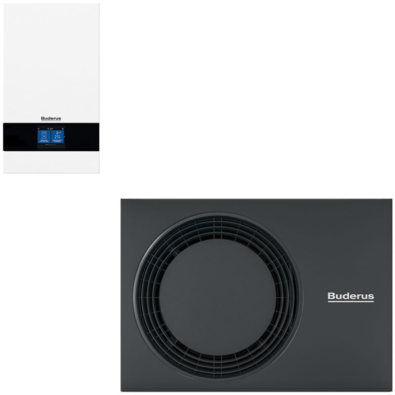 Buderus Luft-Wasser-Wärmepumpe Logaplus WLW176i-7 AR 12 E mit integriertem Heizstab, weiß ...