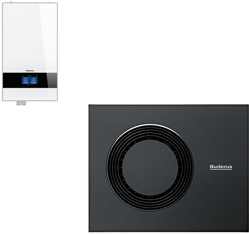 Buderus Luft-Wasser-Wärmepumpe Logaplus WLW186i-12 AR 12 E mit integriertem Heizstab, weiß ...