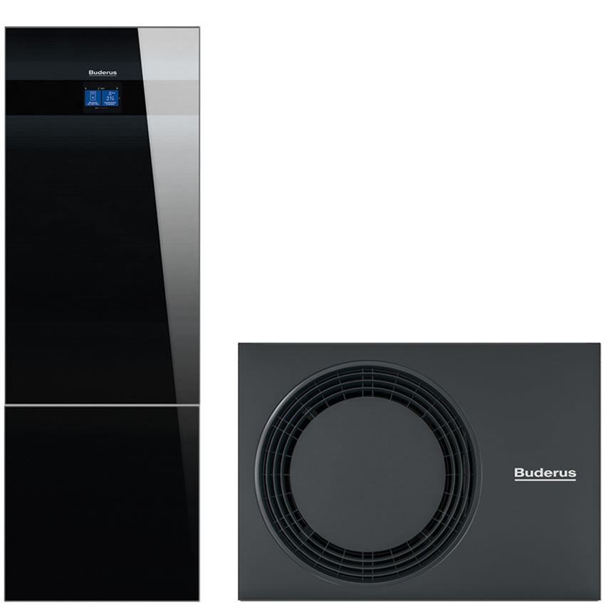 Buderus Luft-Wasser-Wärmepumpe Logaplus WLW186i-7 AR T180 mit integriertem Warmwasserspeicher ...