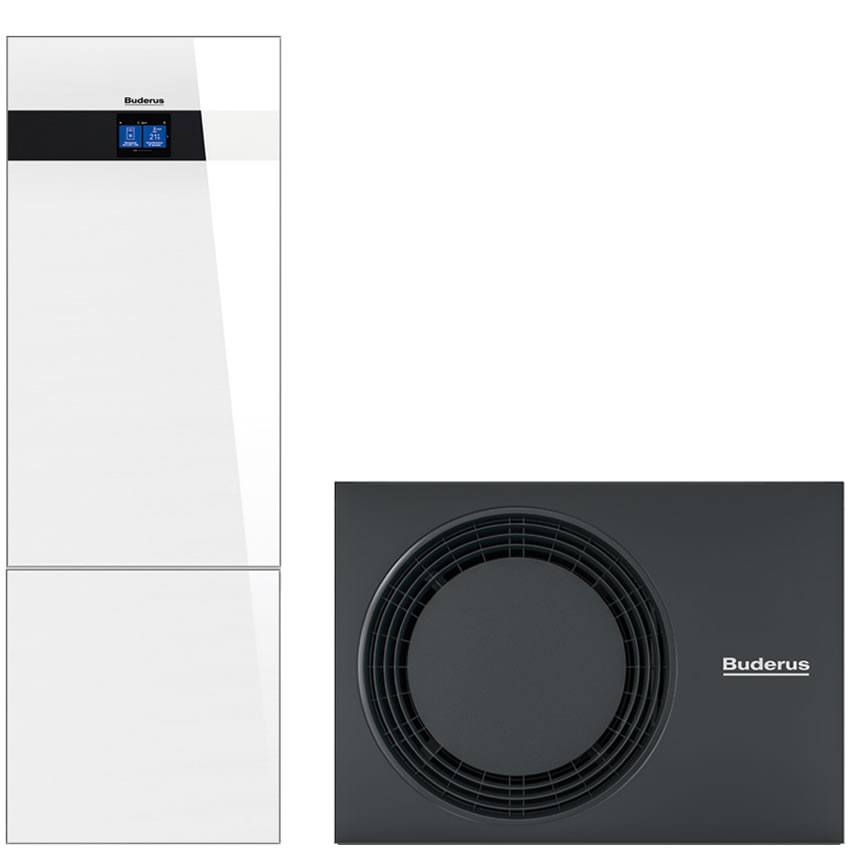 Buderus Luft-Wasser-Wärmepumpe Logatherm WLW186i-5 AR T180 mit integriertem Warmwasserspeicher ...